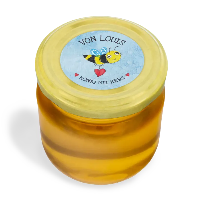 Honig Deckeletikett 250g – Lustiger Louis – honeystickers
