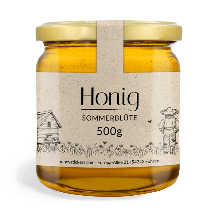 Honig Gewährverschlussetikett 500g – Idyllische Ida – honeystickers
