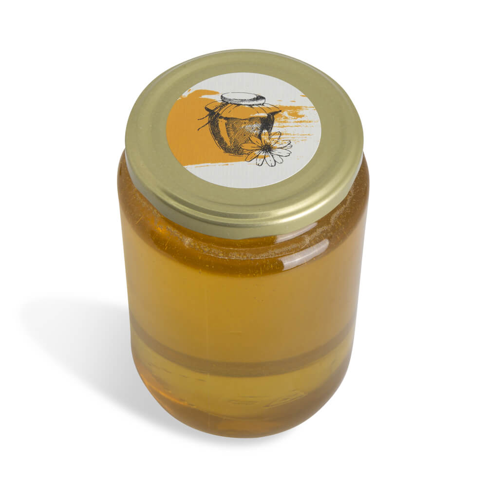Honig Deckeletikett 1000g – Klecksige Katja – honeystickers