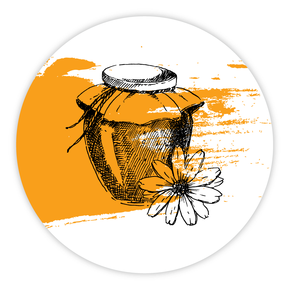 Honig Deckeletikett 250g – Klecksige Katja – honeystickers