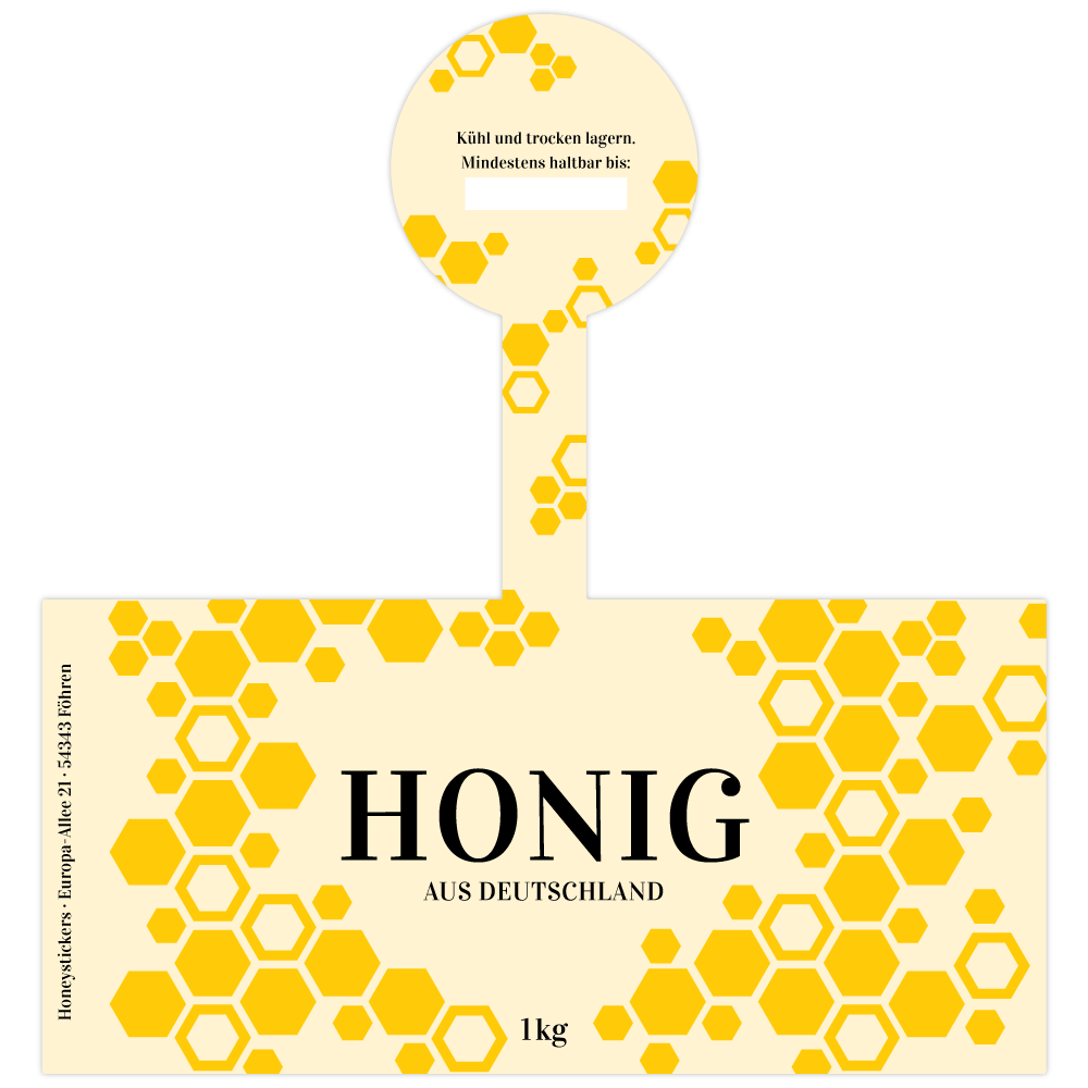 Honig Gewährverschlussetikett 1000g – Gelber Gustav – honeystickers