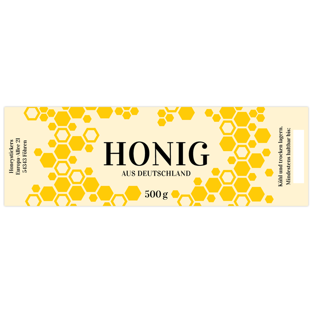 Honig rechteckiges Etikett 500g – Gelber Gustav – honeystickers