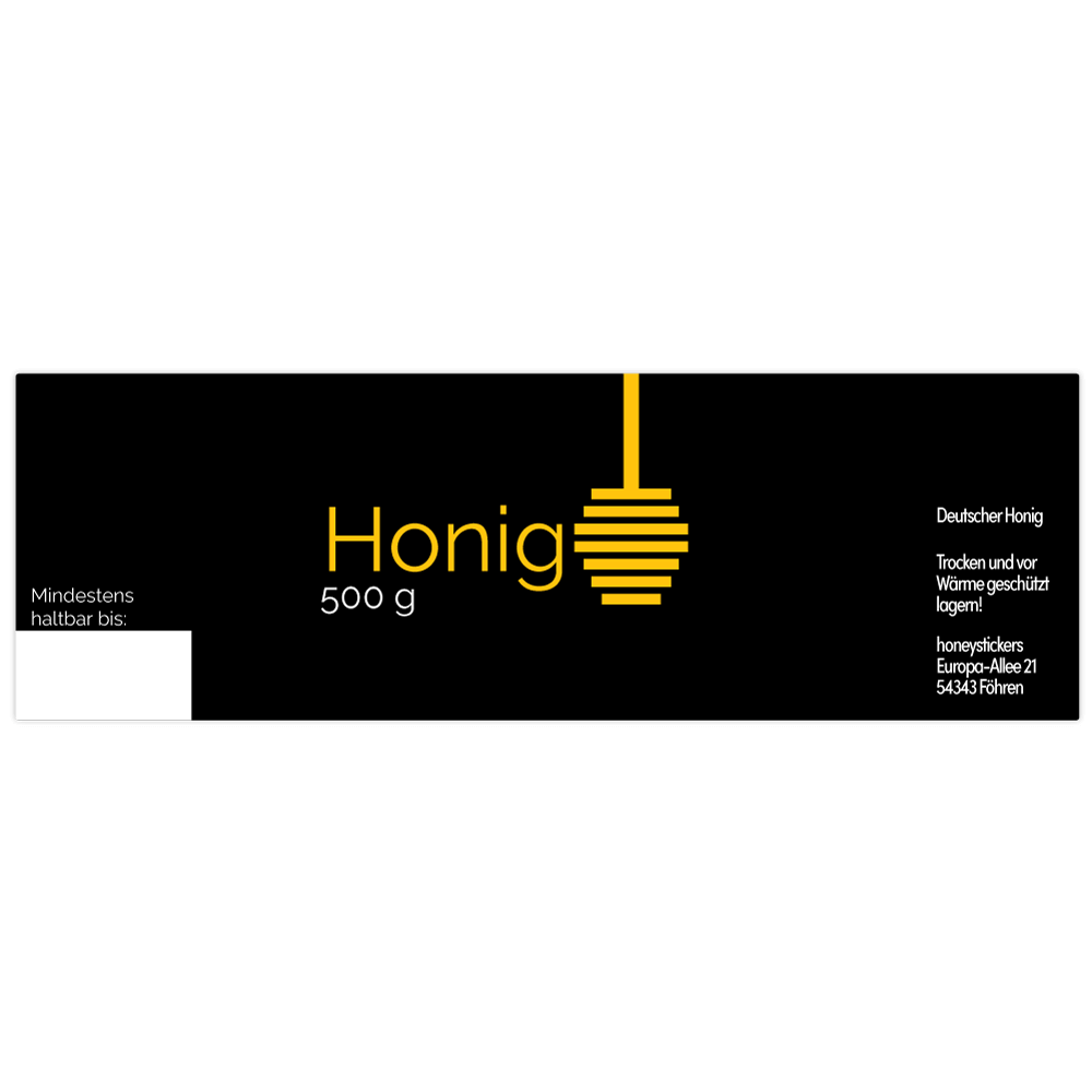 Honig rechteckiges Etikett 500g – Klassischer Karl – honeystickers