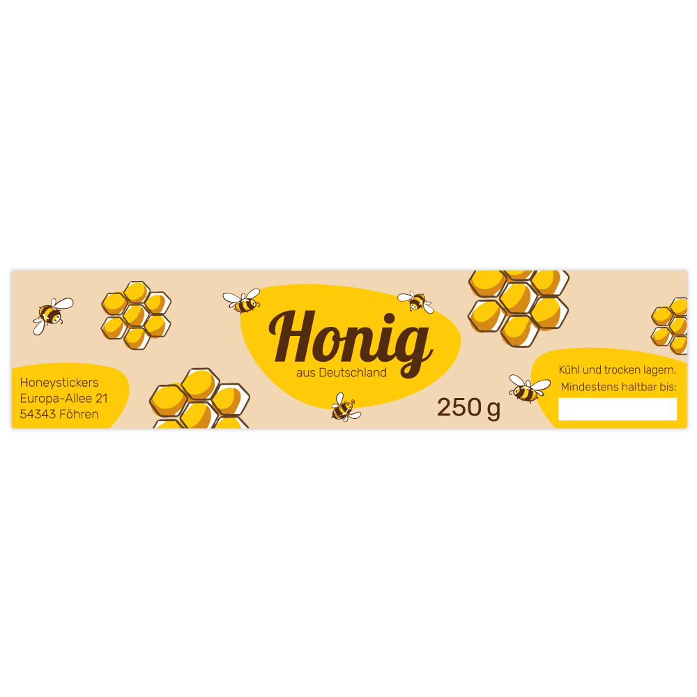 Honig rechteckiges Etikett 250g – Summende Susi – honeystickers