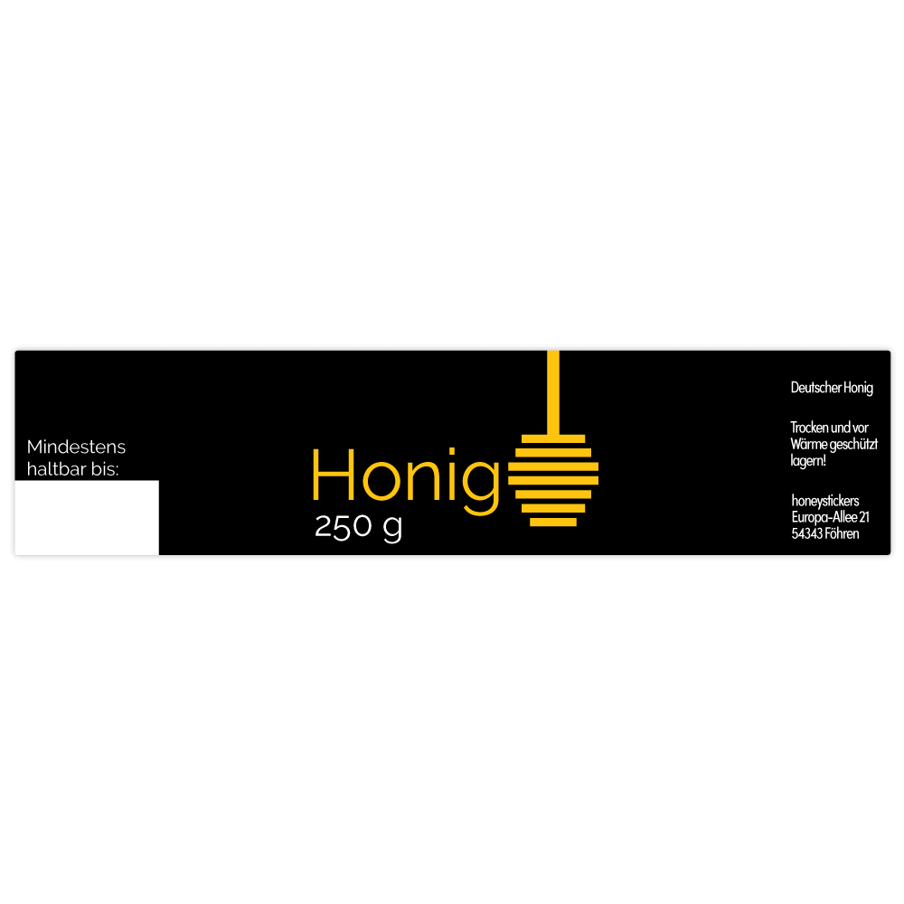 Honig rechteckiges Etikett 250g – Klassischer Karl – honeystickers